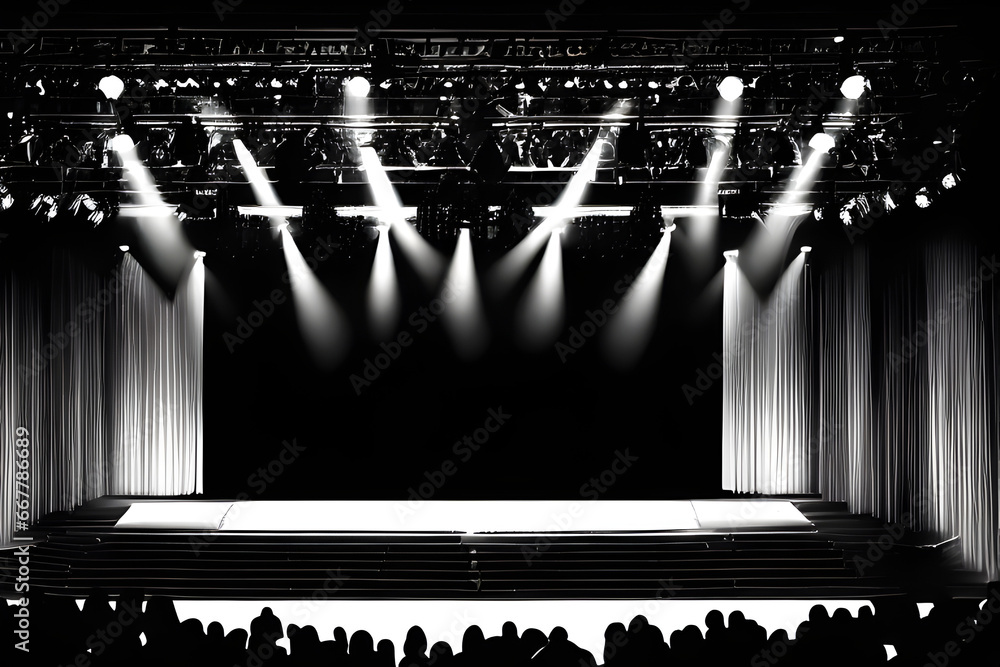 Abstract black and white background of Concert Theater with lots of ...