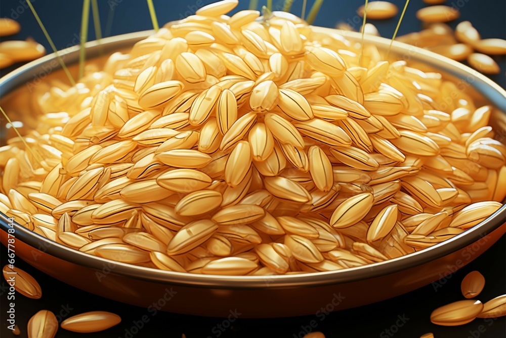 Playful cartoon depiction of lively and animated rice grains Stock ...