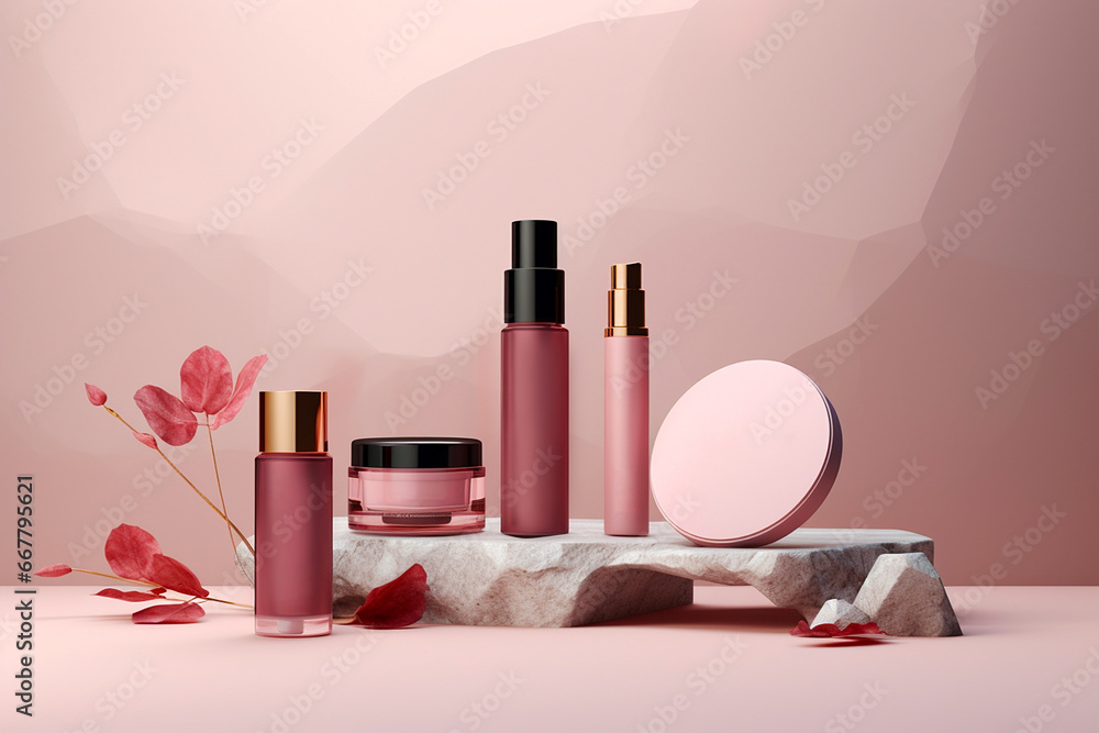 Cosmetic packaging containers for skincare on store shelf, skin care ...