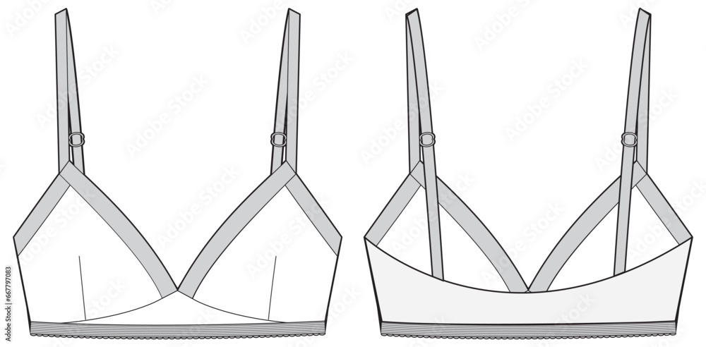 Vetor de Triangle bra design flat sketch fashion illustration vector ...