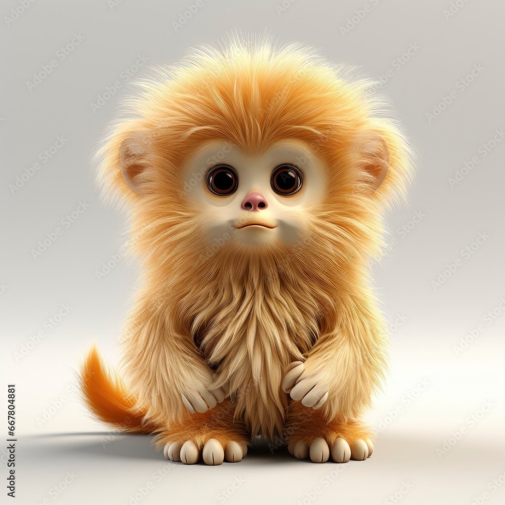 Golden Snub-Nosed Monkey, Cartoon 3D , Isolated On White Background ...