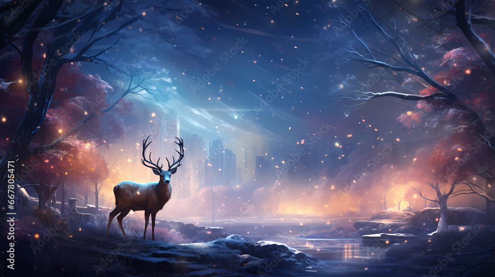 Christmas deer background wallpaper poster PPT Stock Illustration ...