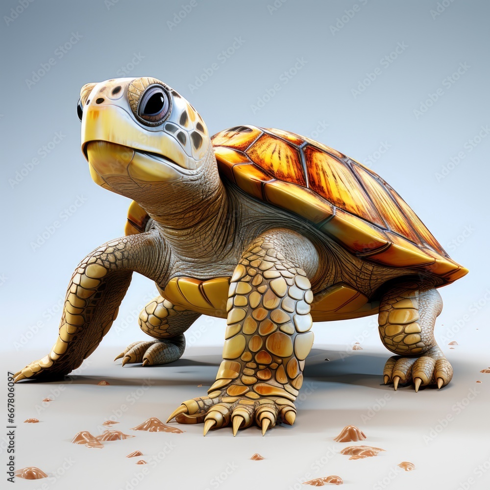 Kemps Ridley Sea Turtle , Cartoon 3D , Isolated On White Background ...