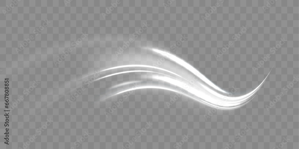 White shiny sparks of spiral wave. Curved bright speed line swirls ...