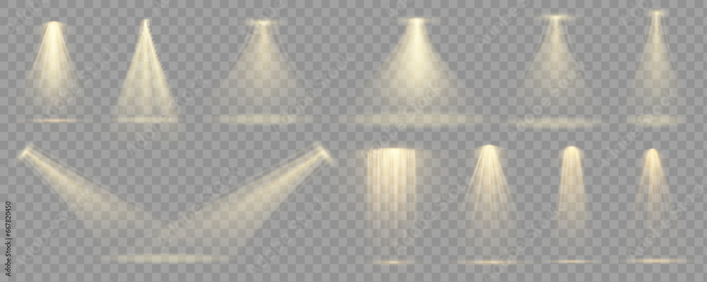 Stage light ray isolated on transparent background. Vector bright ...