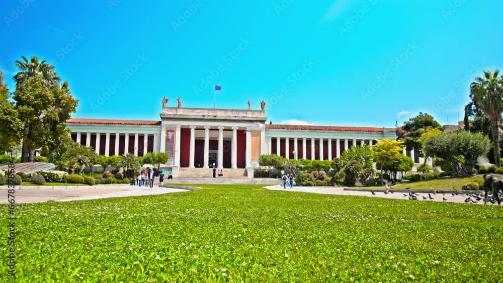 Hyperlapse of people exploring the National Archaeological Museum in ...
