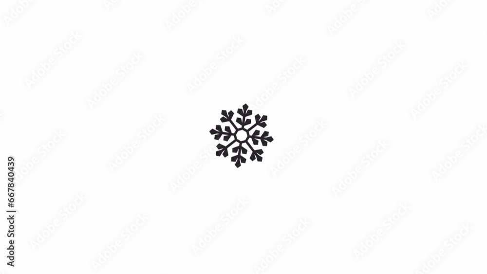 Drop snowflake bw 2D object animation. Wonderland snow flake outline ...