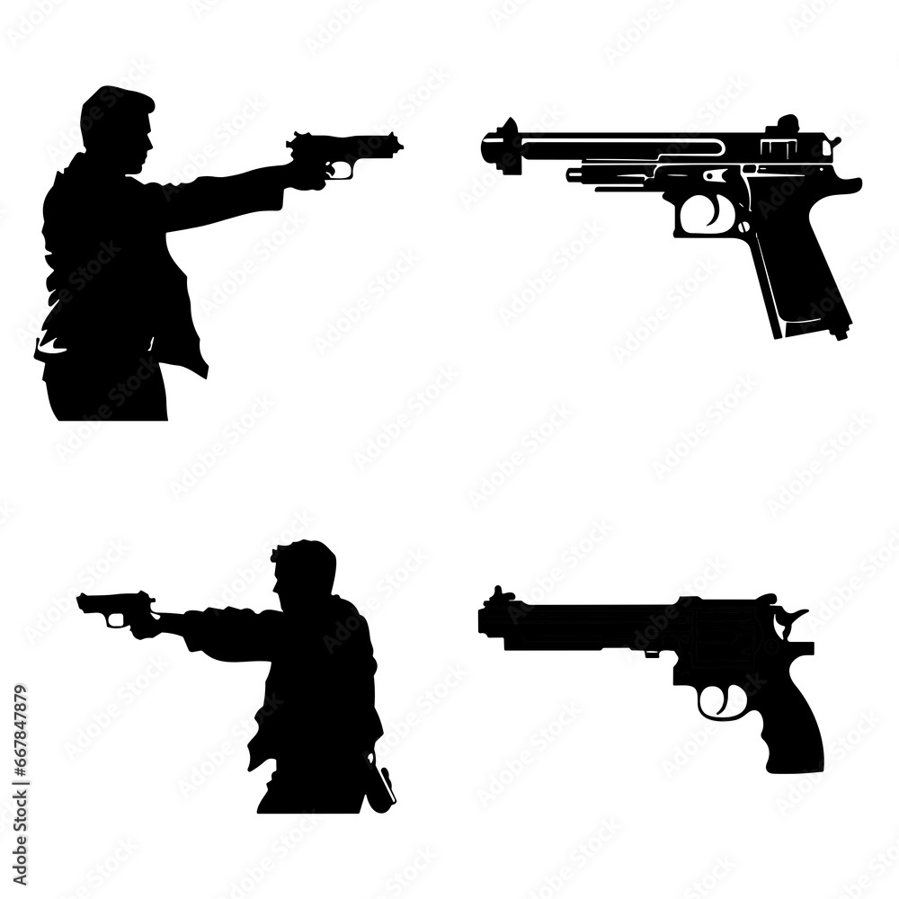 police man silhouette, police vector, gun vector, gun, rifle, weapon ...