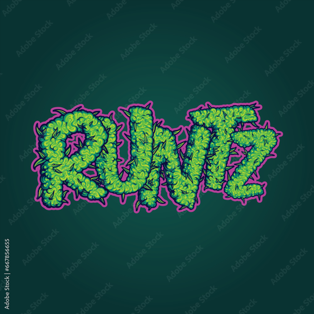 Cannabis buds lettering runtz strain vector illustrations for your work ...
