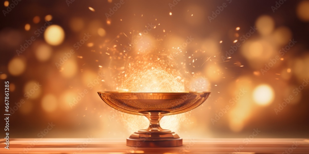 Bronze Trophy Plate with Fire Flying, Evoking the Holy Grail, Faith ...