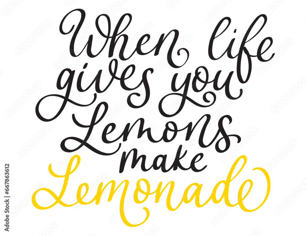 When life gives you lemons make lemonade Inspiring Lettering Print ...