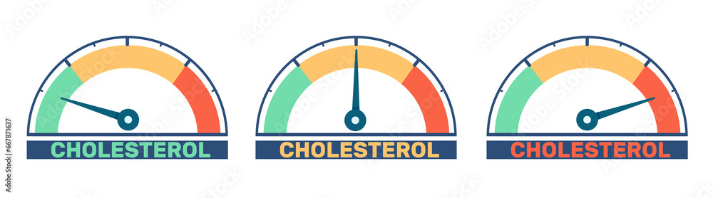 Low to high cholesterol meters. Measuring instrument. Fat level gauge ...
