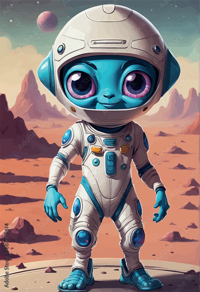 cute alien astronaut cartoon illustration cute alien astronaut cartoon ...