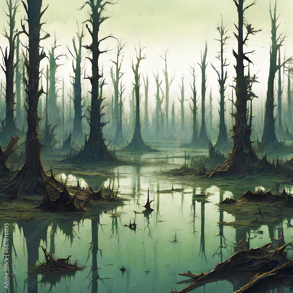 a haunting portrayal of a swamp devastated by radiation where the once ...