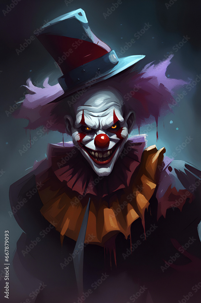 Evil Clown Face A Portrait Of A Scary Spooky Clown Monster From A ...