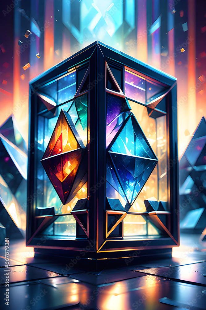stained glass mini black cube with several mini cubes inside crystal ...
