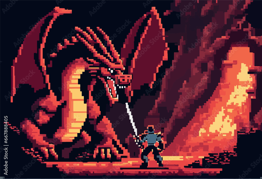 vector pixel art of the dragon.vector pixel art of the dragon.pixel art ...