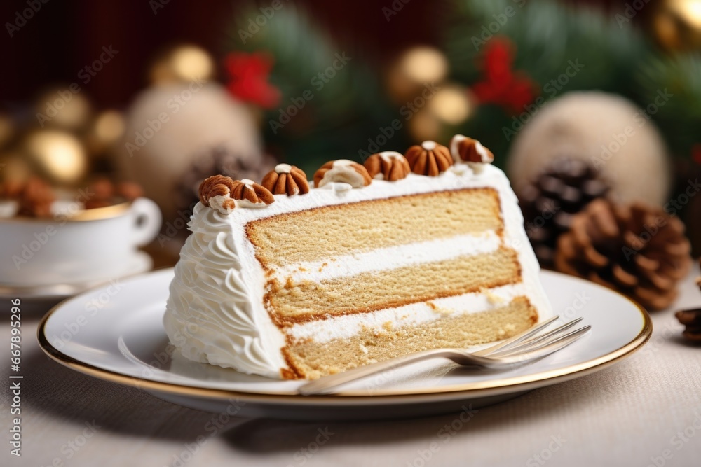 Savor the blend of contrasting textures in a Yule log cake that ...