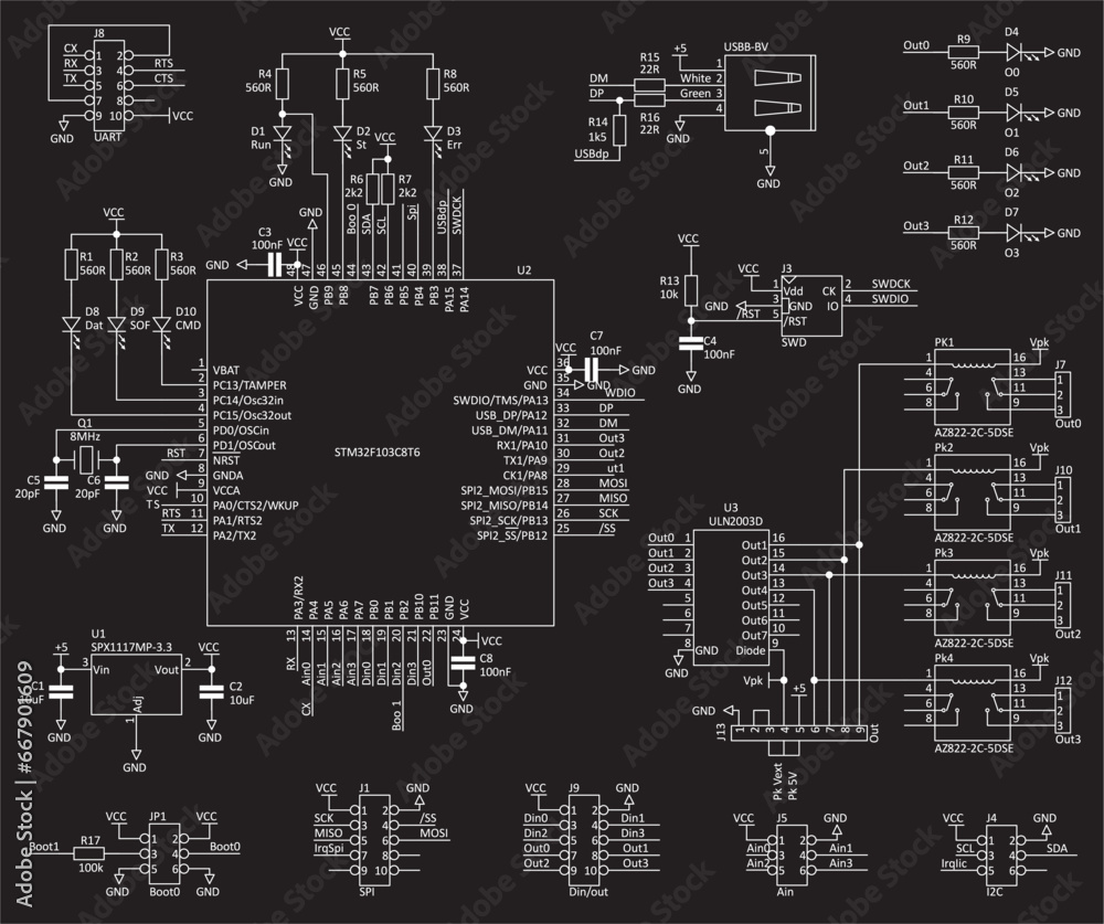 Schematic diagram of electronic device. Vector drawing electrical ...