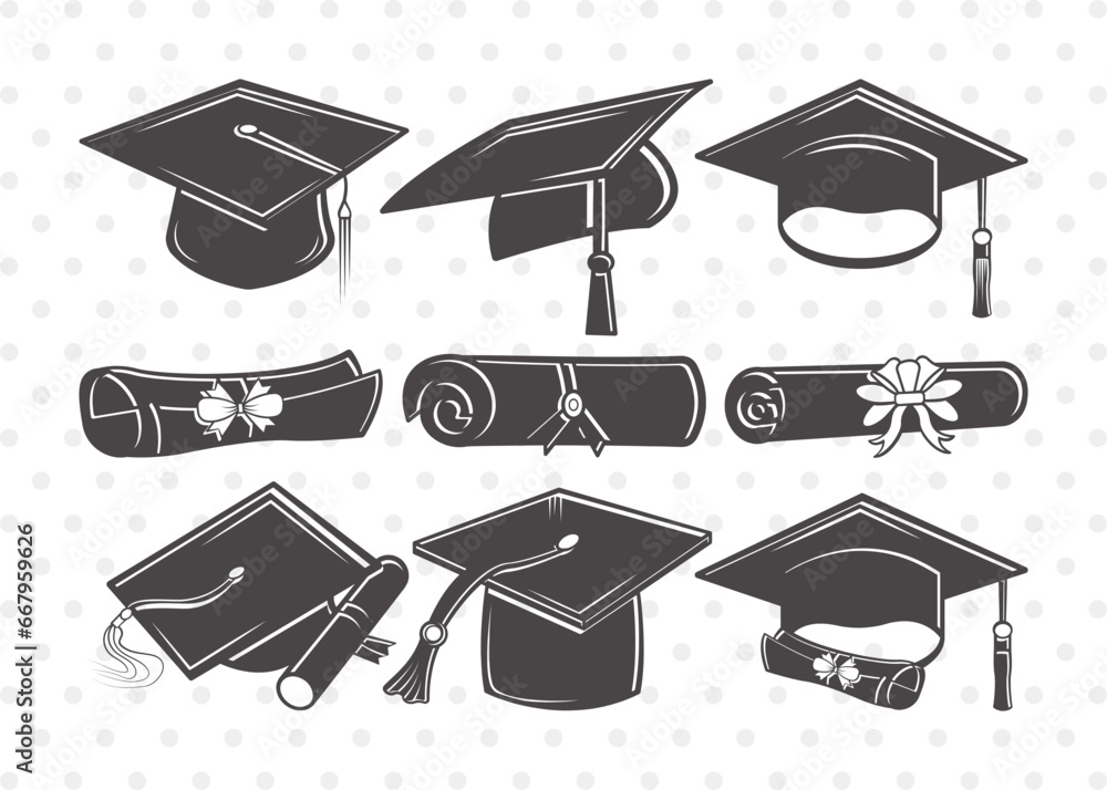 Vetor de Graduation Cap Clipart SVG Cut File | Cap Svg | Graduation Svg ...