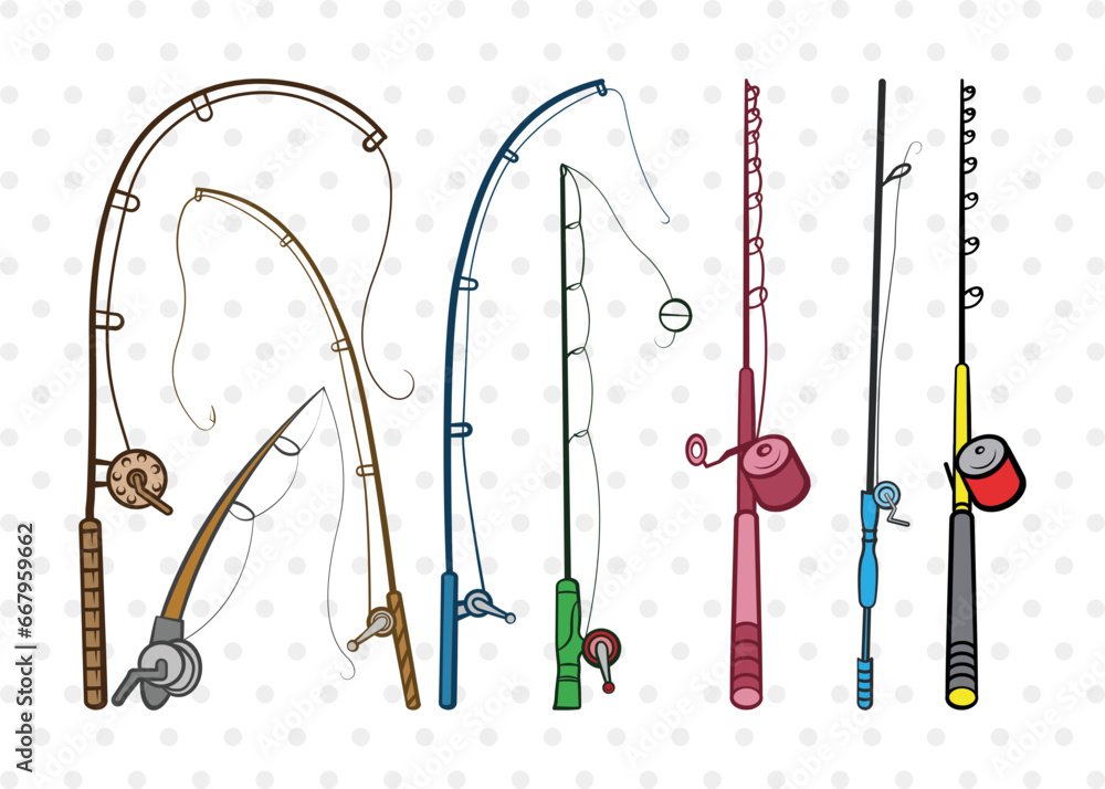 Vetor de Fishing Rod Clipart SVG Cut File | Fishing Rod Svg | Fishing ...