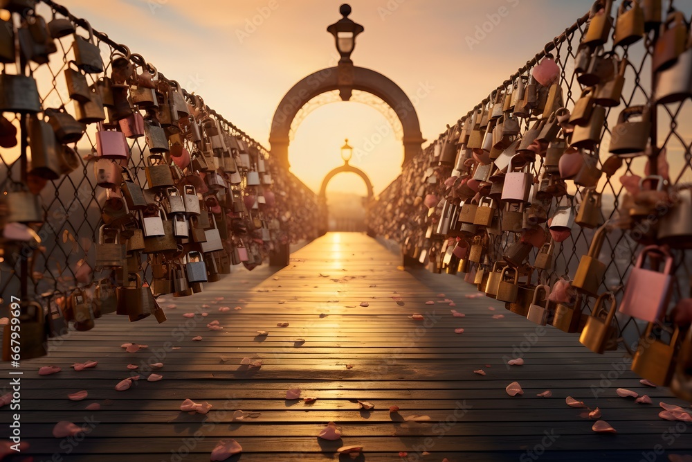 Love Locks on Bridge - Symbol of Eternal Love and Commitmen Stock Photo ...