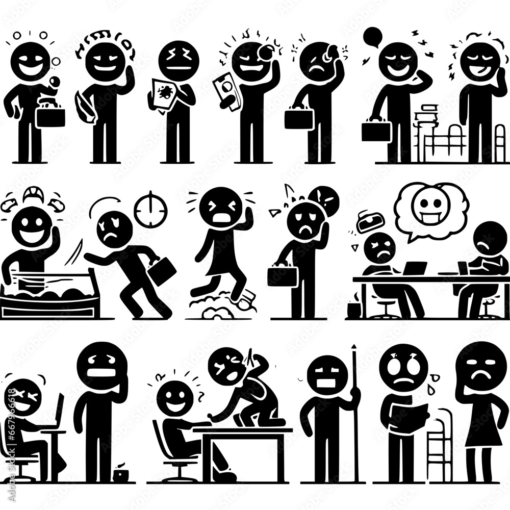 Office Antics: Fun Emoticon Set for Work Scenarios, , authentic visuals ...