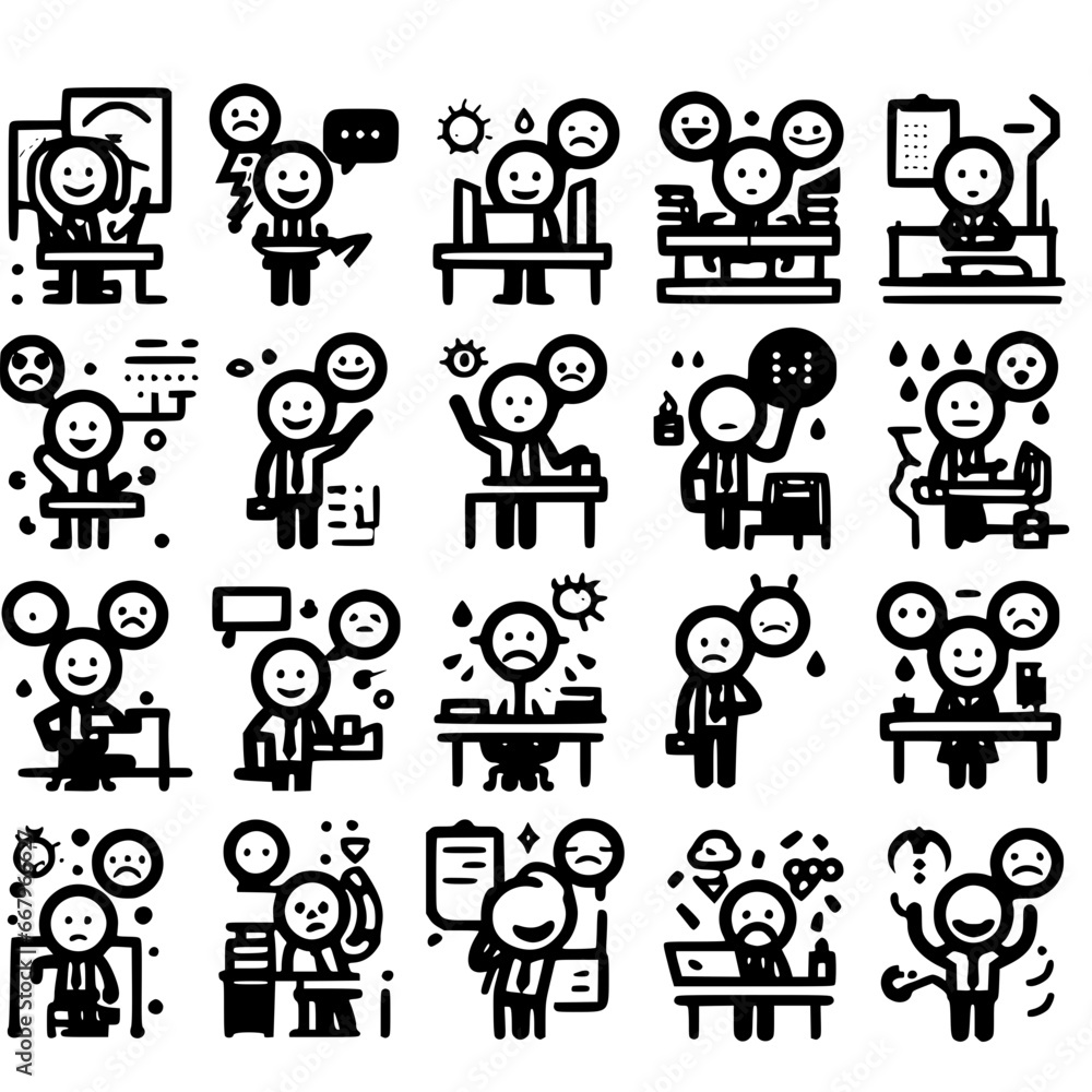Corporate Jungle: Emoticon Graphics for Office routine, authentic ...