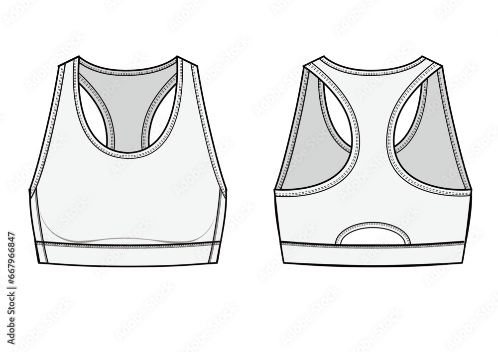 Illustration of active bra, Fashion Flat Sketch Vector Illustration ...