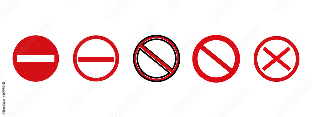 Prohibition sign set. Red Stop signs on transparent background. No sign ...