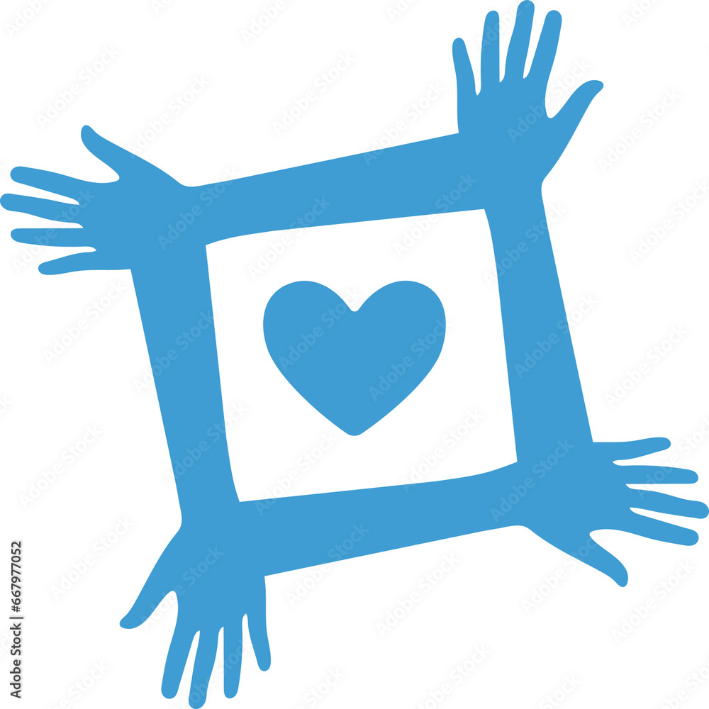 Digital png illustration of blue hands and heart on transparent ...
