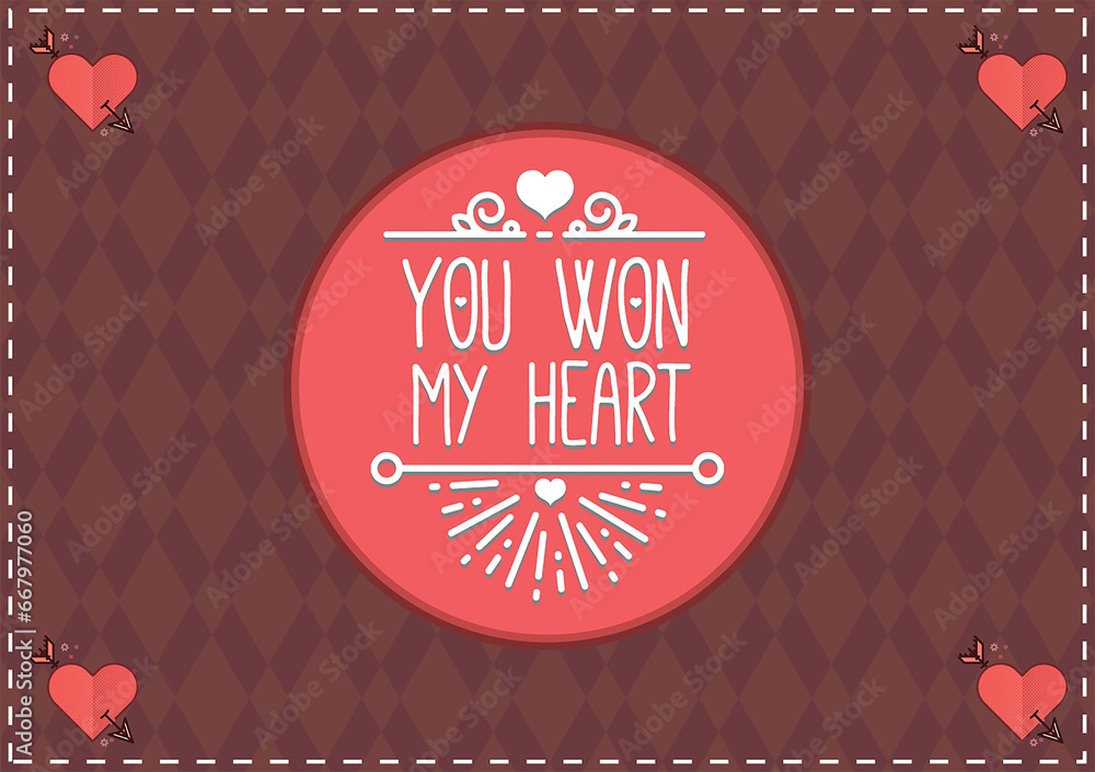 Digital png illustration of hearts and you won my heart text on ...