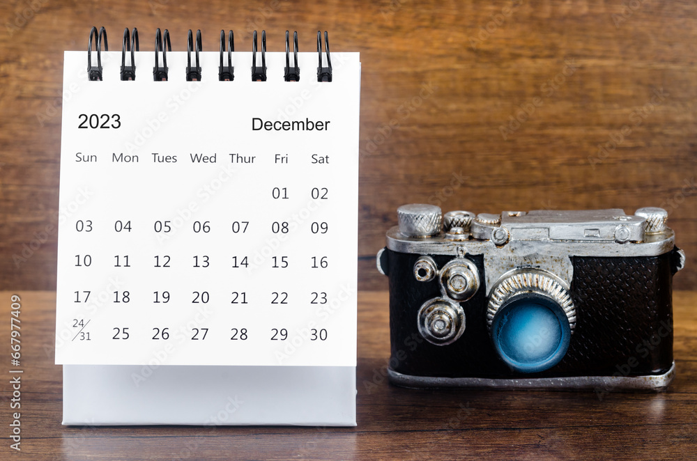 December 2023 Monthly desk calendar for the organizer to plan 2023 year ...