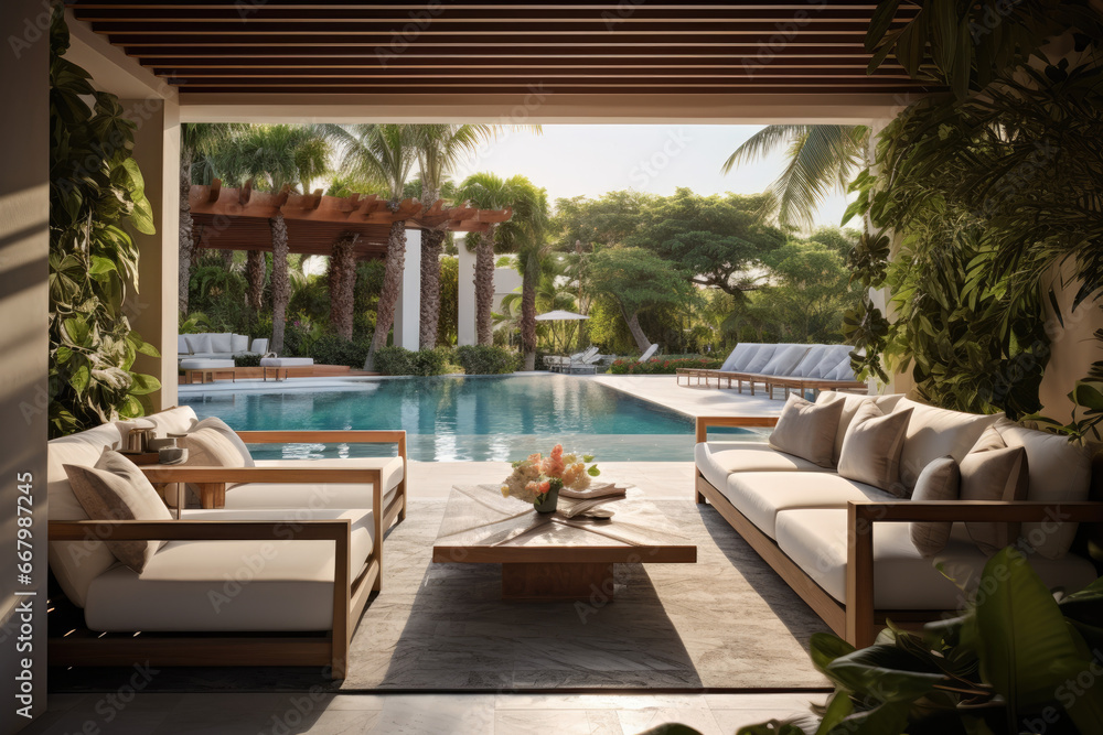 Luxury Living Outdoor Space Interior design of a lavish side outside ...