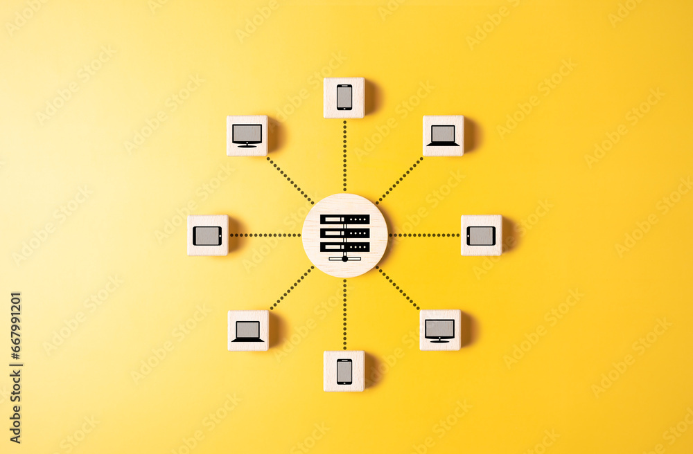 Client server connection or data center concept. Cloud computer ...