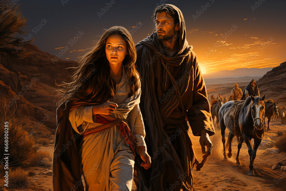 traditional Catholic art representation of the Holy Family.AI generativ ...