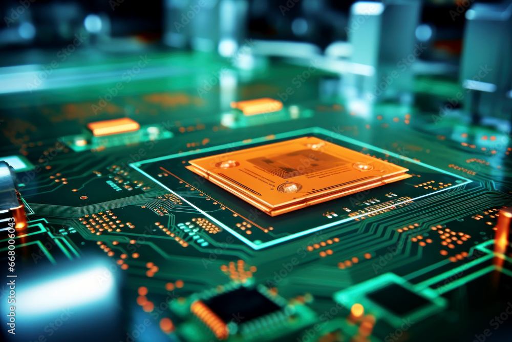 Motherboard of a computer or other electronic equipment. Close-up ...