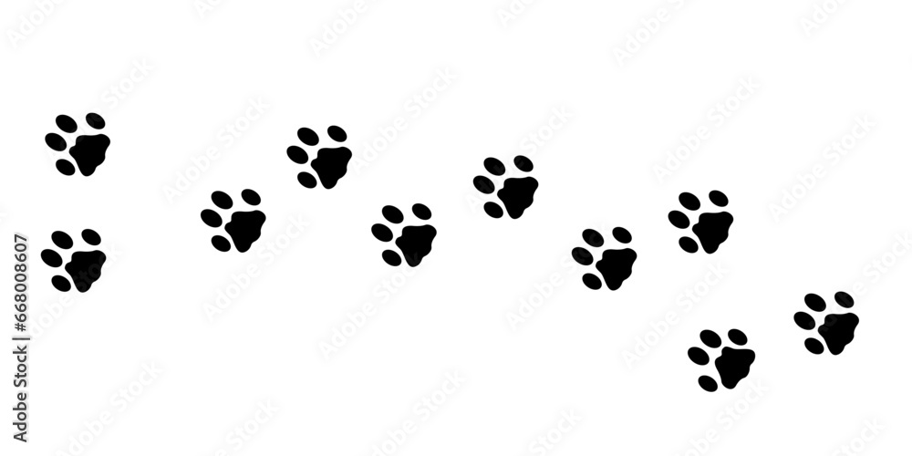 Lynx paws. Animal paw prints, vector illustration different forest ...