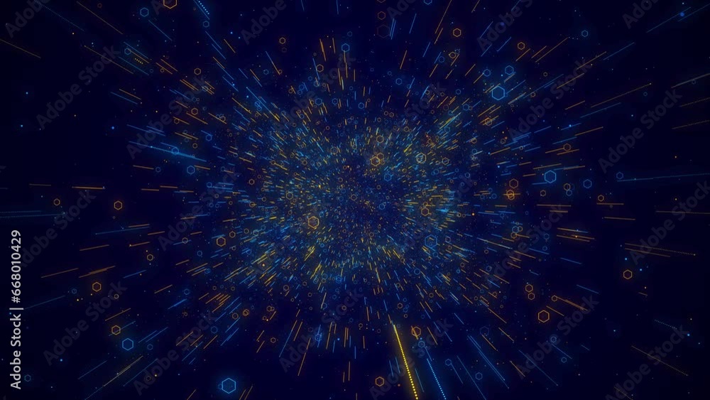 3D 4K Sci-fi Flying futuristic tunnel. Deep tech abstract 3D ...