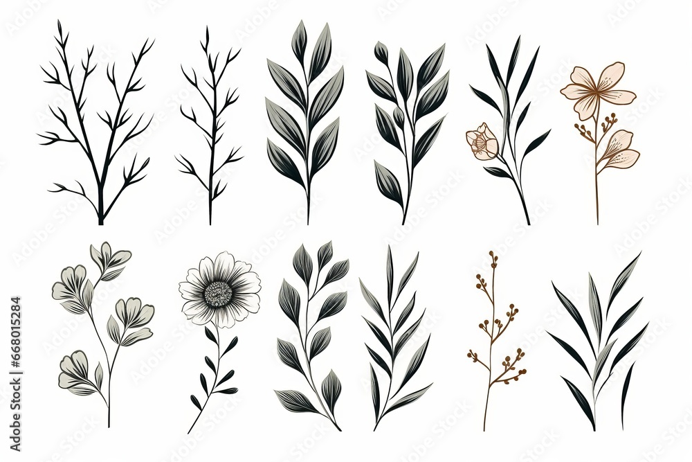 Simple black flower image on a white background generative ai Stock ...