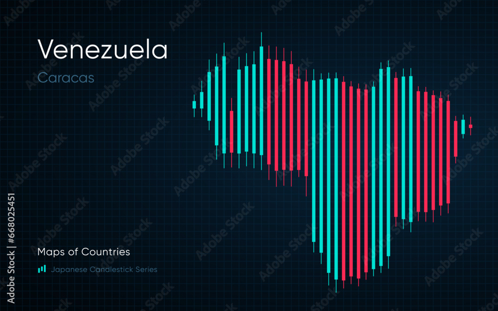 Vetor de Venezuela map is shown in a chart with bars and lines ...