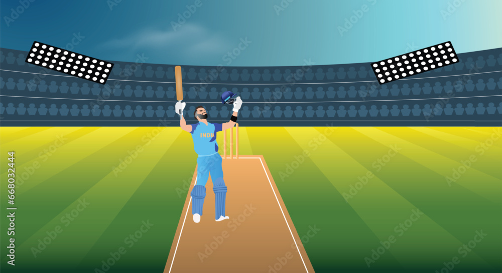 Indian cricket team win with stadium vector illustration Stock Vector ...