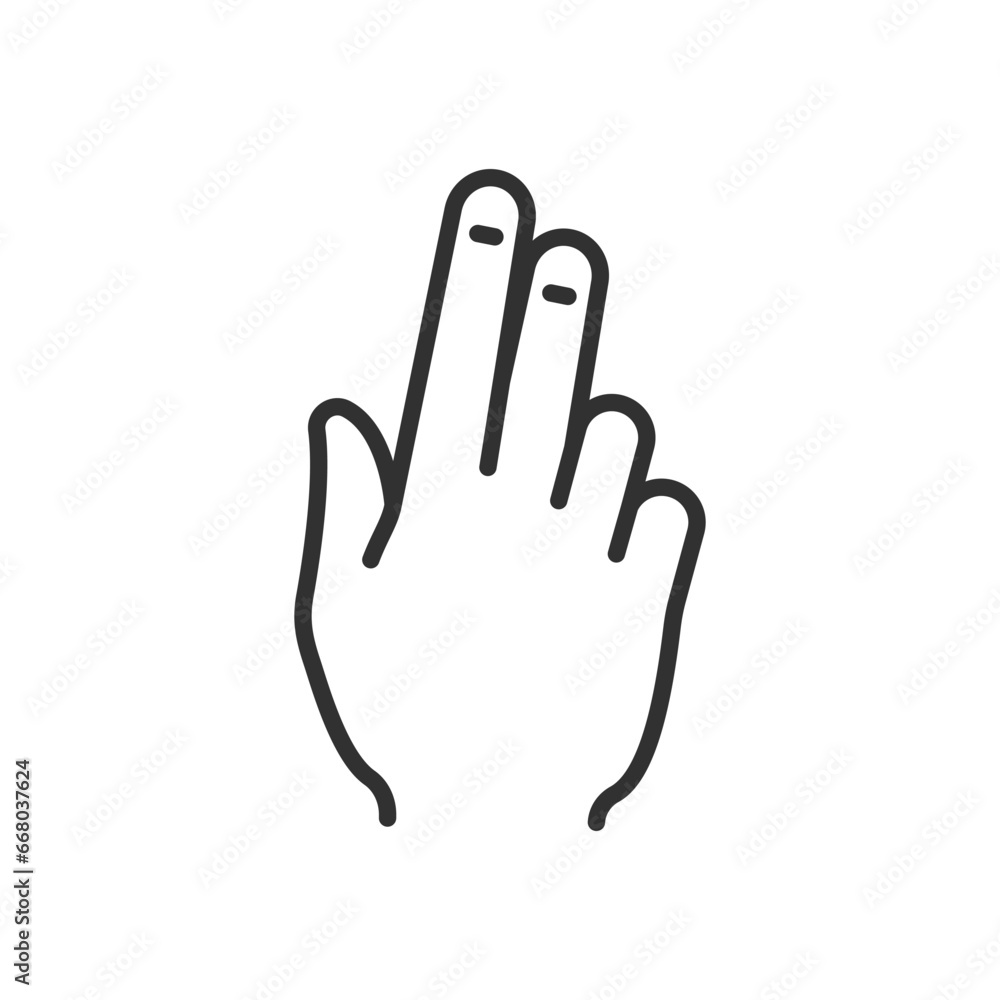 Gesture touchscreen control with two fingers index and middle, linear ...