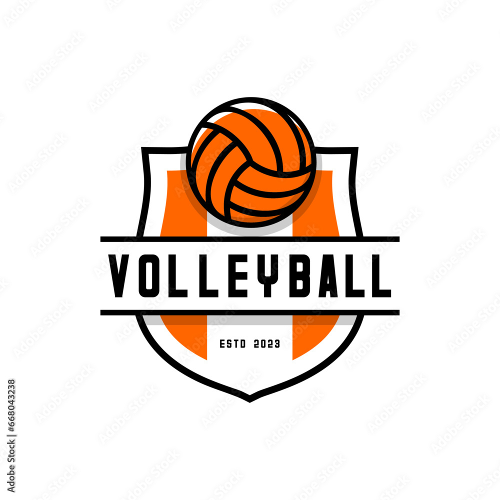 volleyball logo with shield background Stock Vector | Adobe Stock