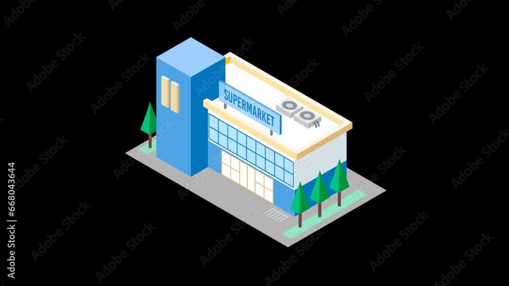 Isometric supermarket animated. pop up supermarket animation in Alpha ...