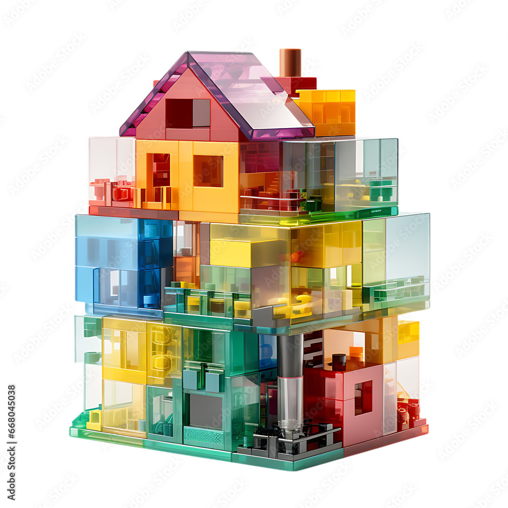 Colorful Lego House on White Isolated on Transparent or White ...