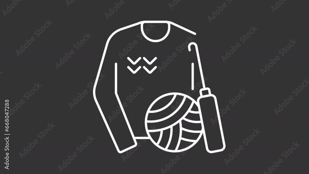 2D white simple thin line animation of sweater alteration and repair ...