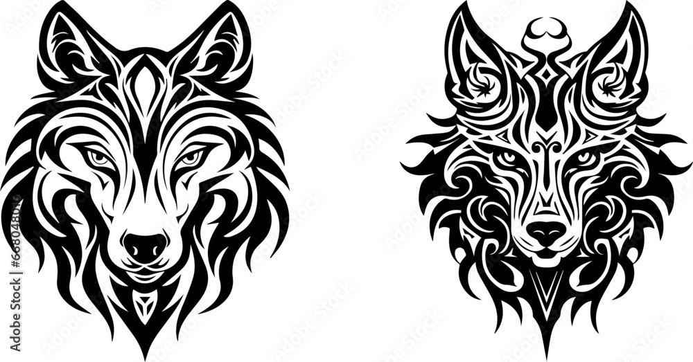 Fenrir of mythology tattoo hand draw vector. Black wolf pattern vector ...