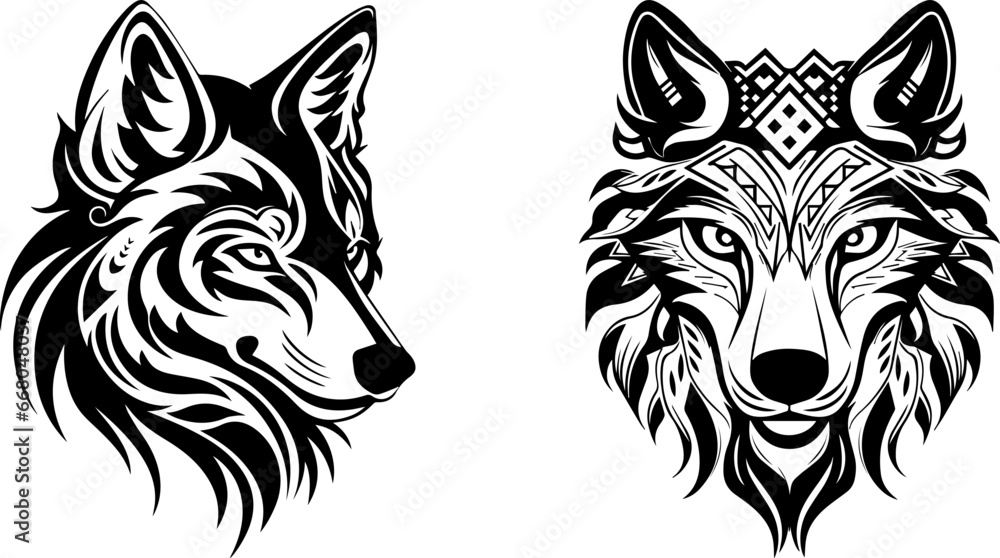 Fenrir of mythology tattoo hand draw vector. Black wolf pattern vector ...