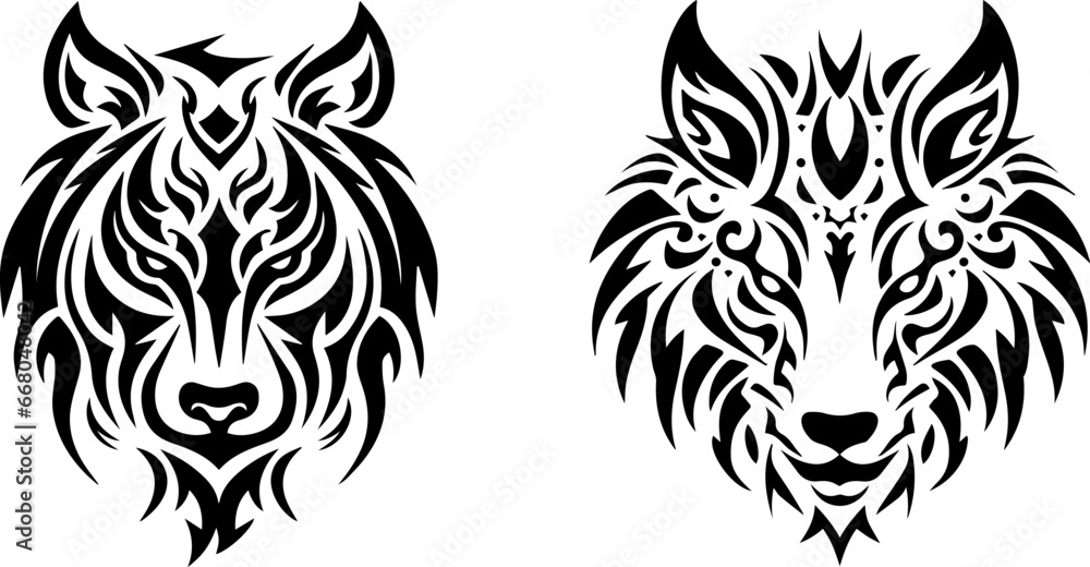 Fenrir of mythology tattoo hand draw vector. Black wolf pattern vector ...